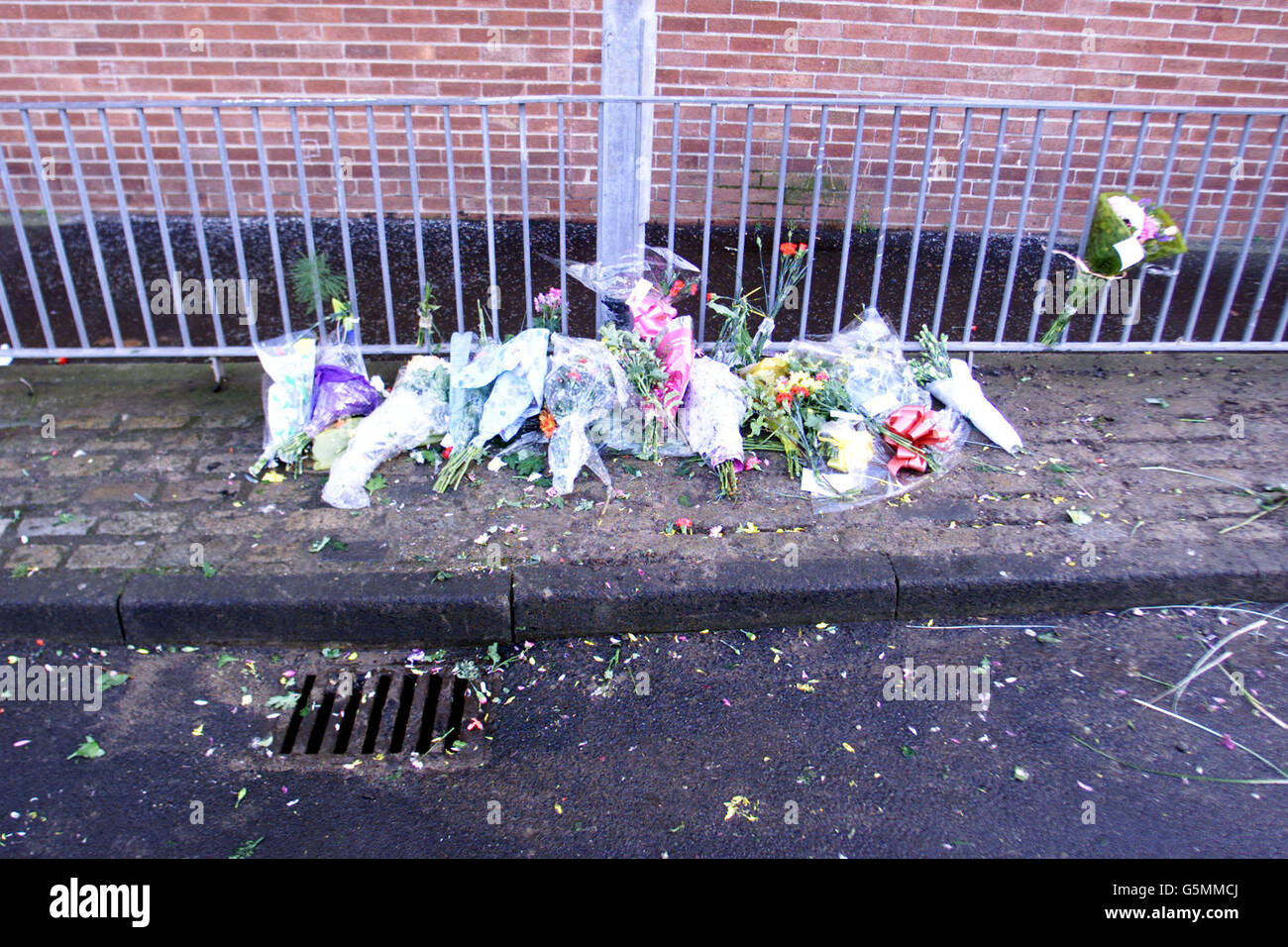 Flowers at the site of a shooting of postman Daniel McColgan, 20 ...