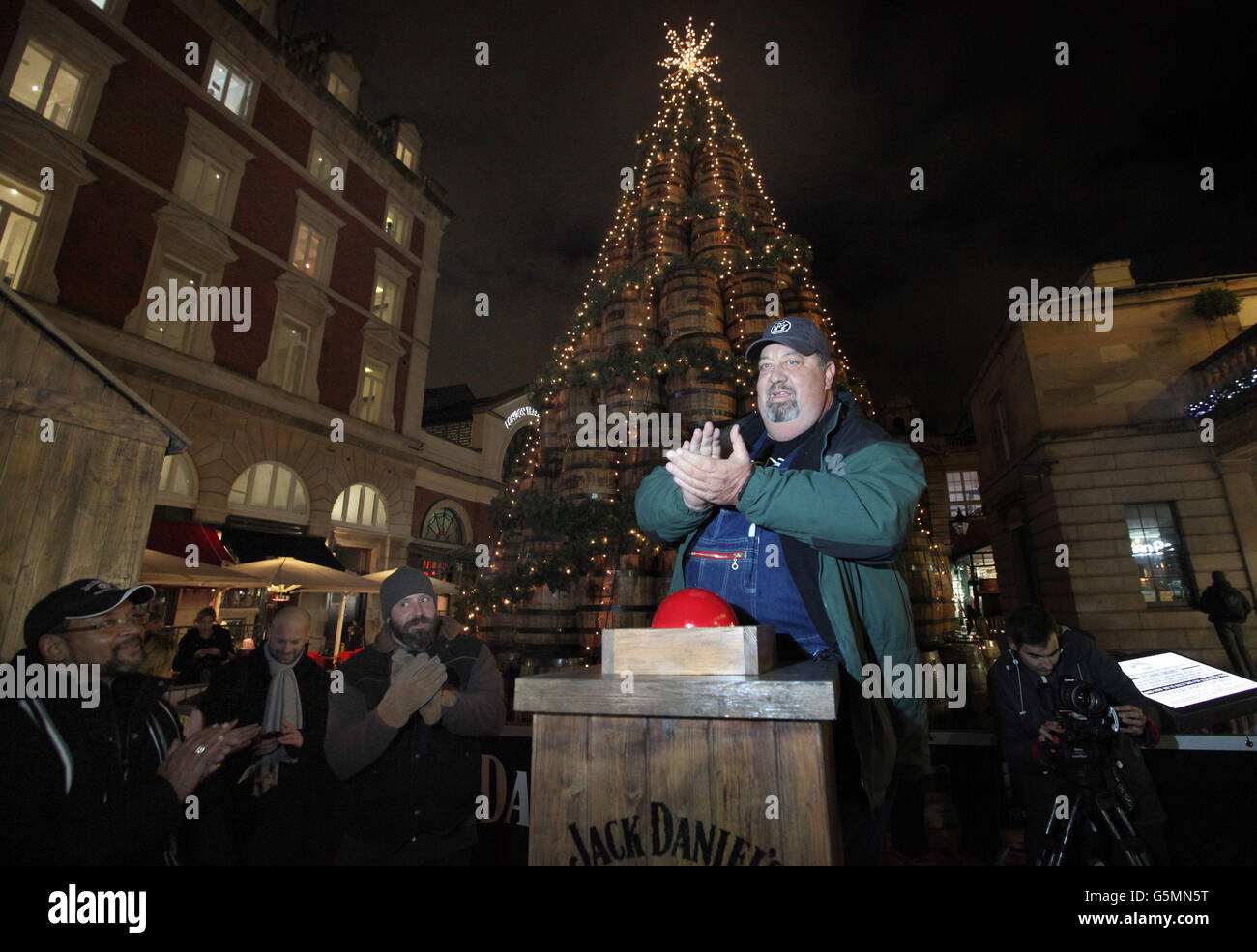 Christmas Barrel Tree Stock Photo - Alamy
