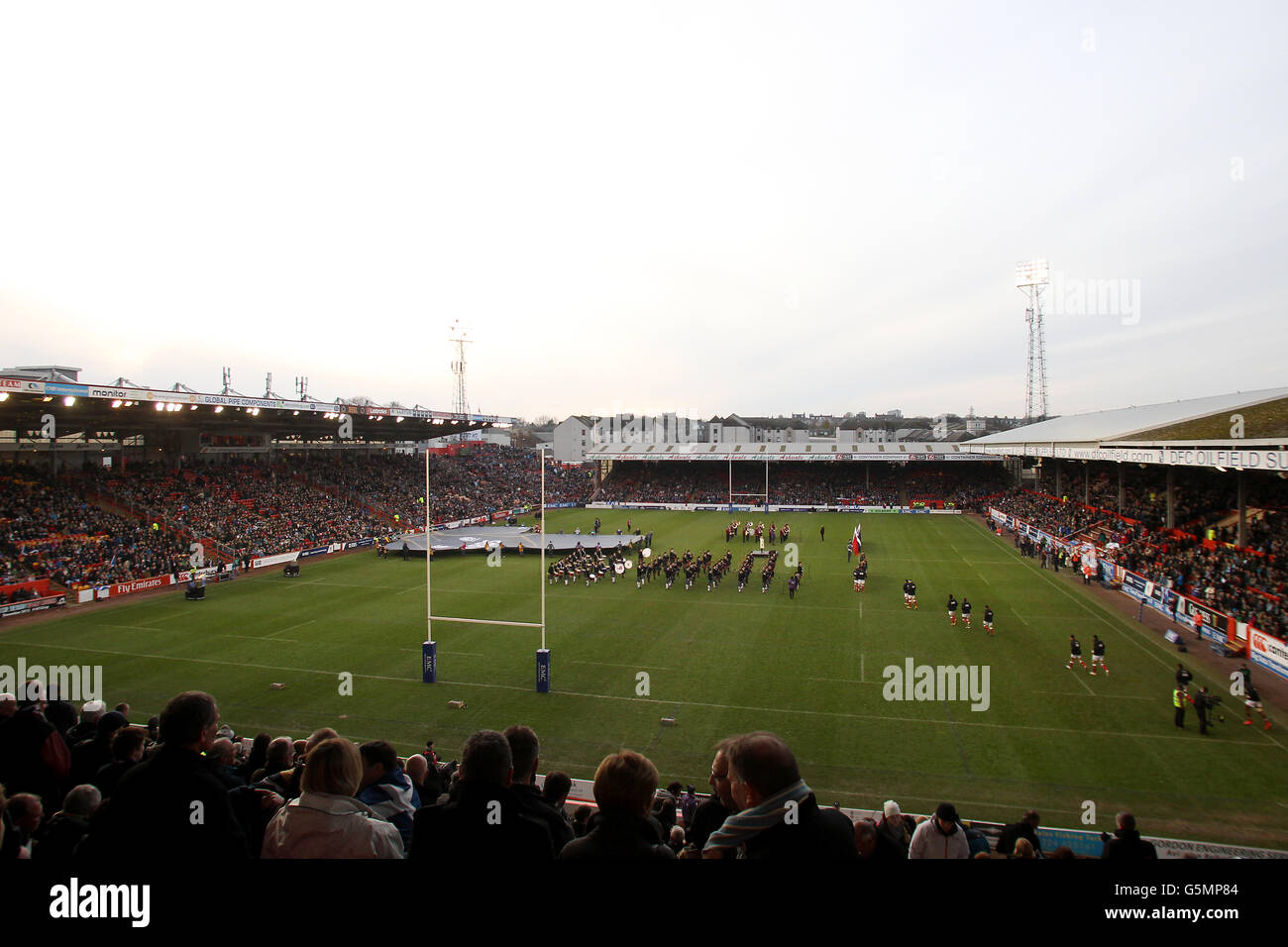 A general view of the Pipe Band as they entertain the crowd prior to ...