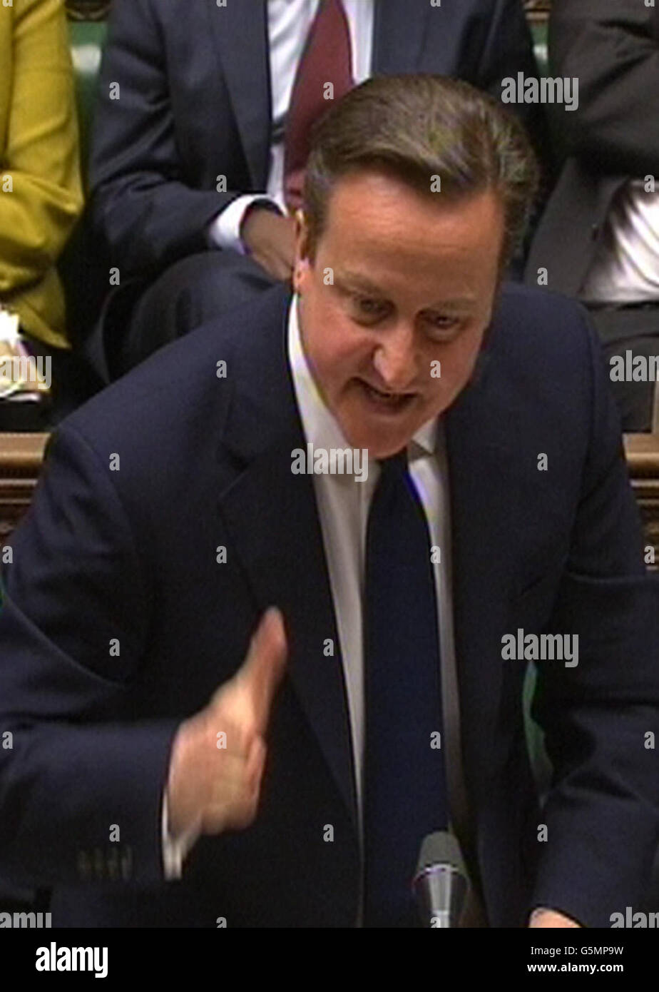 Prime Minister David Cameron speaks during Prime Minister's Questions ...