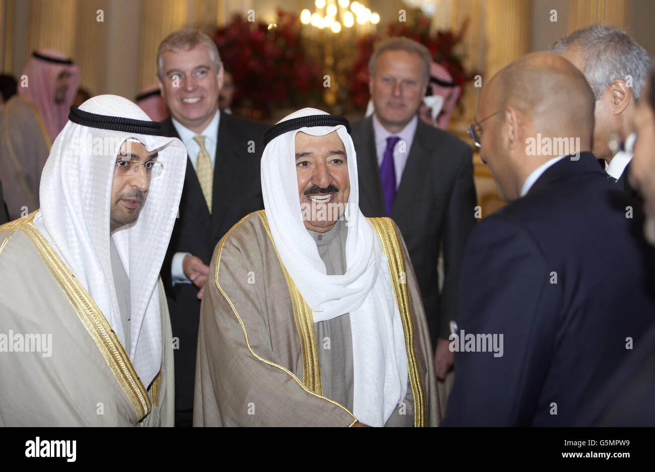 The Duke of York (back left) and Lord Marland (back right) attend an ...
