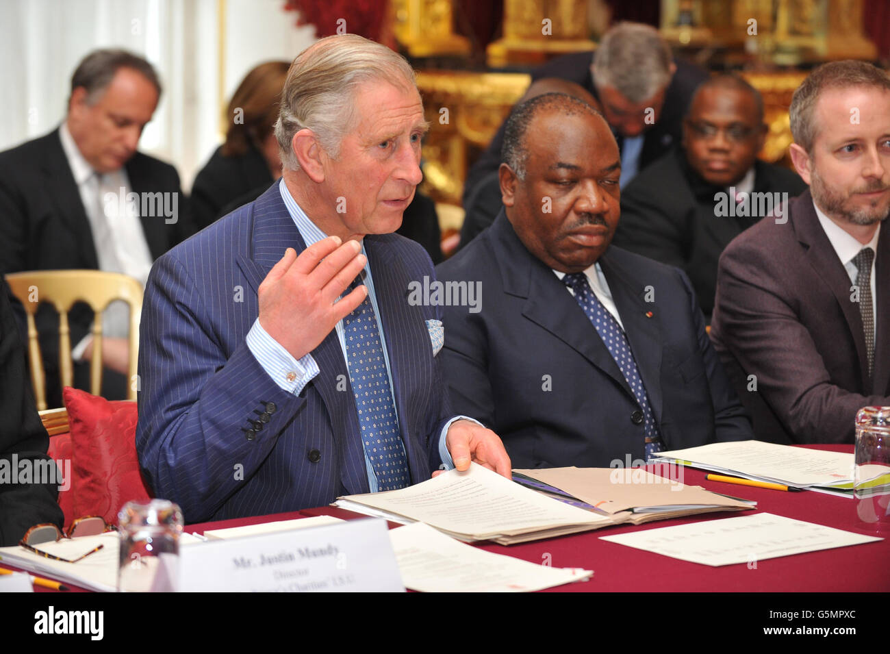 His Excellency Mr. Ali Bongo President of Gabon (right), listens as the ...