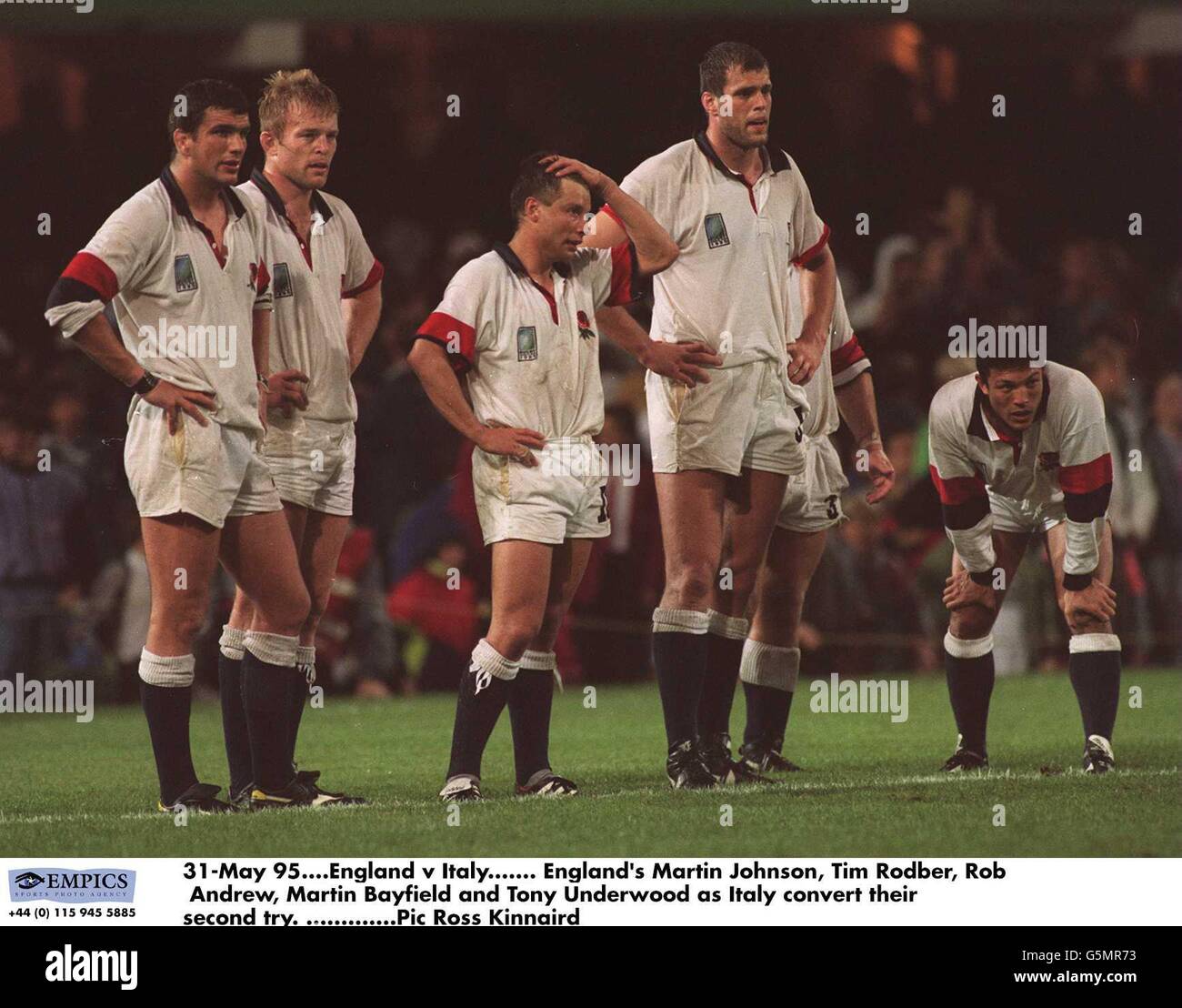 Martin bayfield tony underwood as italy convert their try hi-res stock ...
