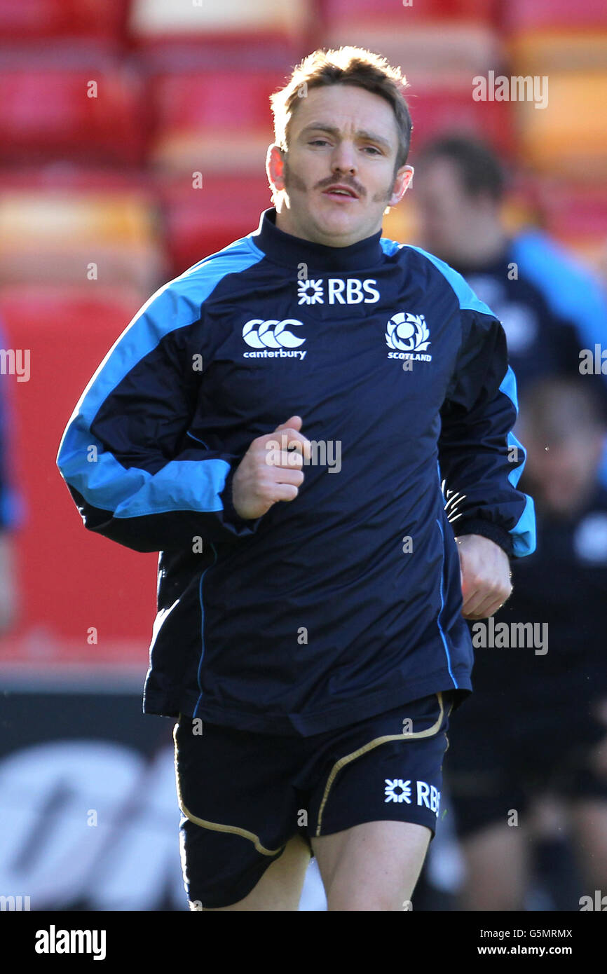 Rugby union scotland captains run pittodrie stadium hi-res stock ...