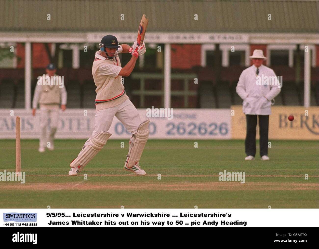 9/5/95. Leicestershire v Warwickshire, Leicestershire's James Whitaker ...