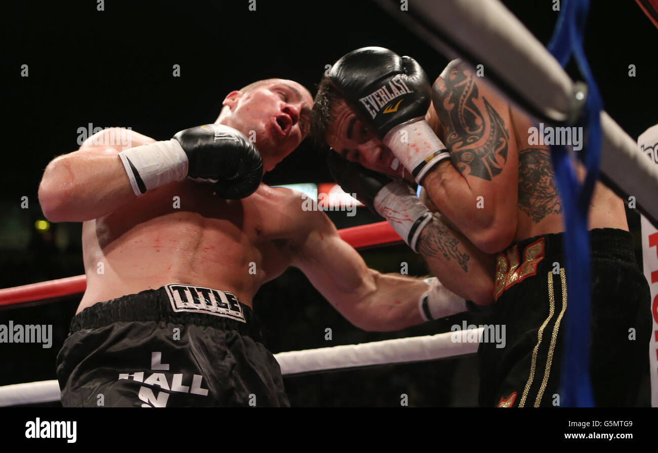 Boxing - Manchester Arena. Matthew Hall (left) and Lee Noble during the ...