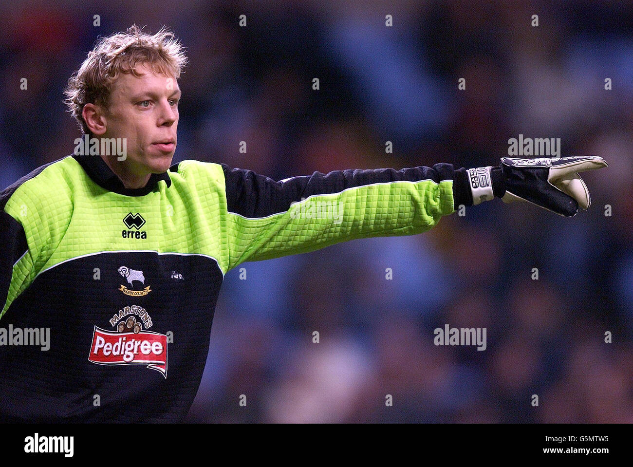 Mart Poom of Derby County, during the F.A. Barclaycard premiership game ...
