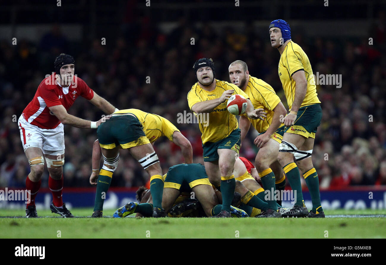 Australia's Benn Robinson passes the ball during the Dove Men Series ...