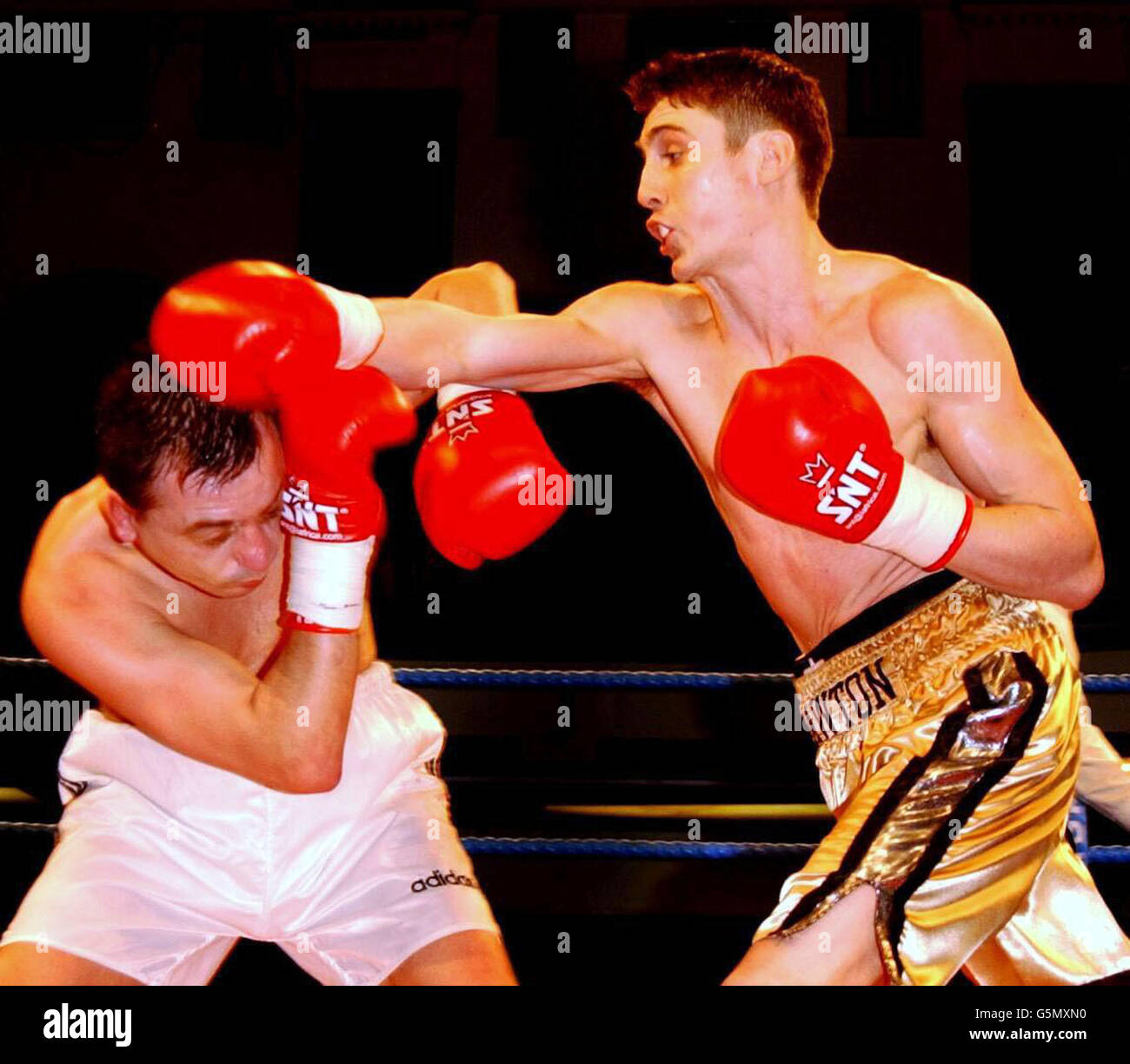 Stoke's Scott Lawton, right, lands a punch against Birmingham's Peter ...
