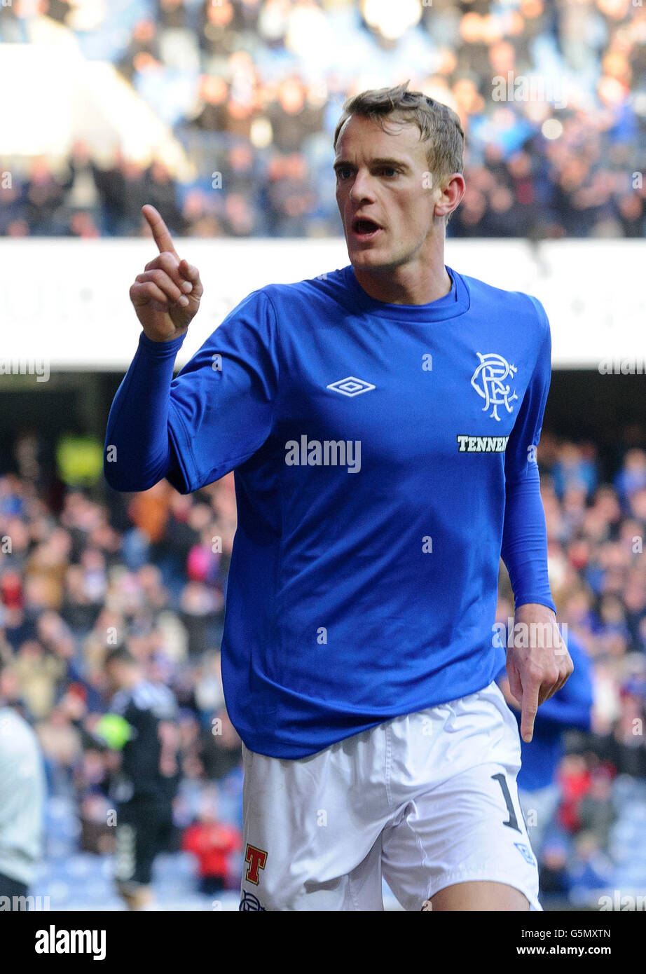 Rangers' Dean Shiels celebrates scoring his sides first goal during the ...