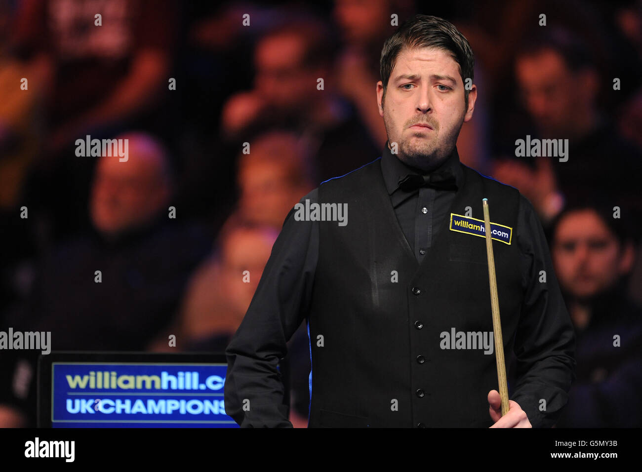 Matthew Stevens reacts during his second round match against Marco Fu ...