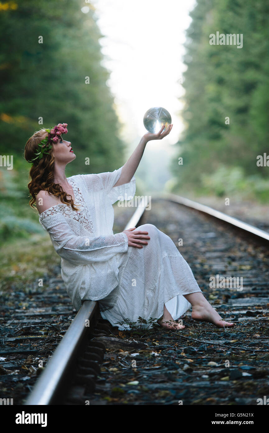 Long hair woman curly train hi-res stock photography and images - Alamy