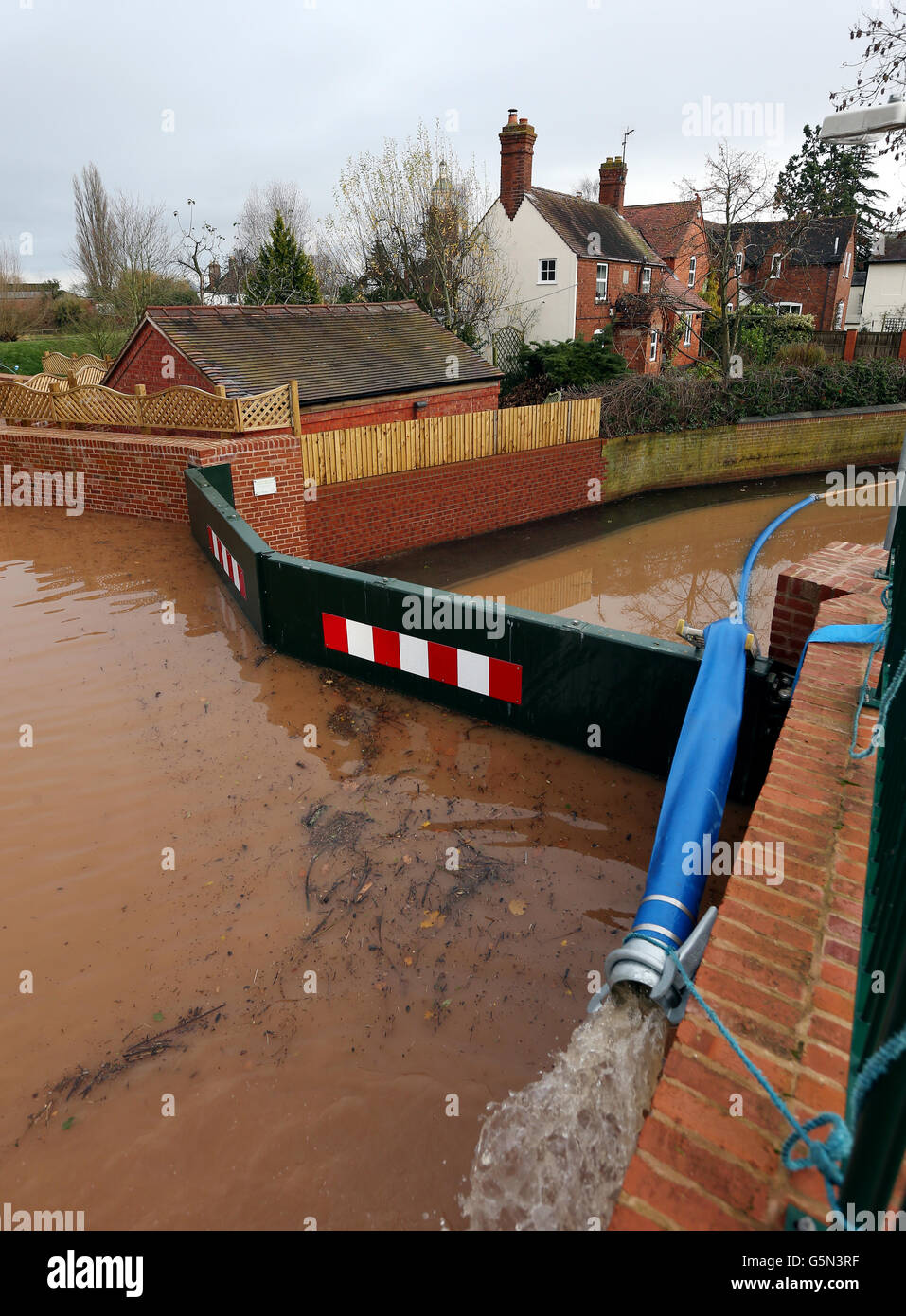 Flood Defence Barriers On The Outskirts Of The Town Of Upton Upon