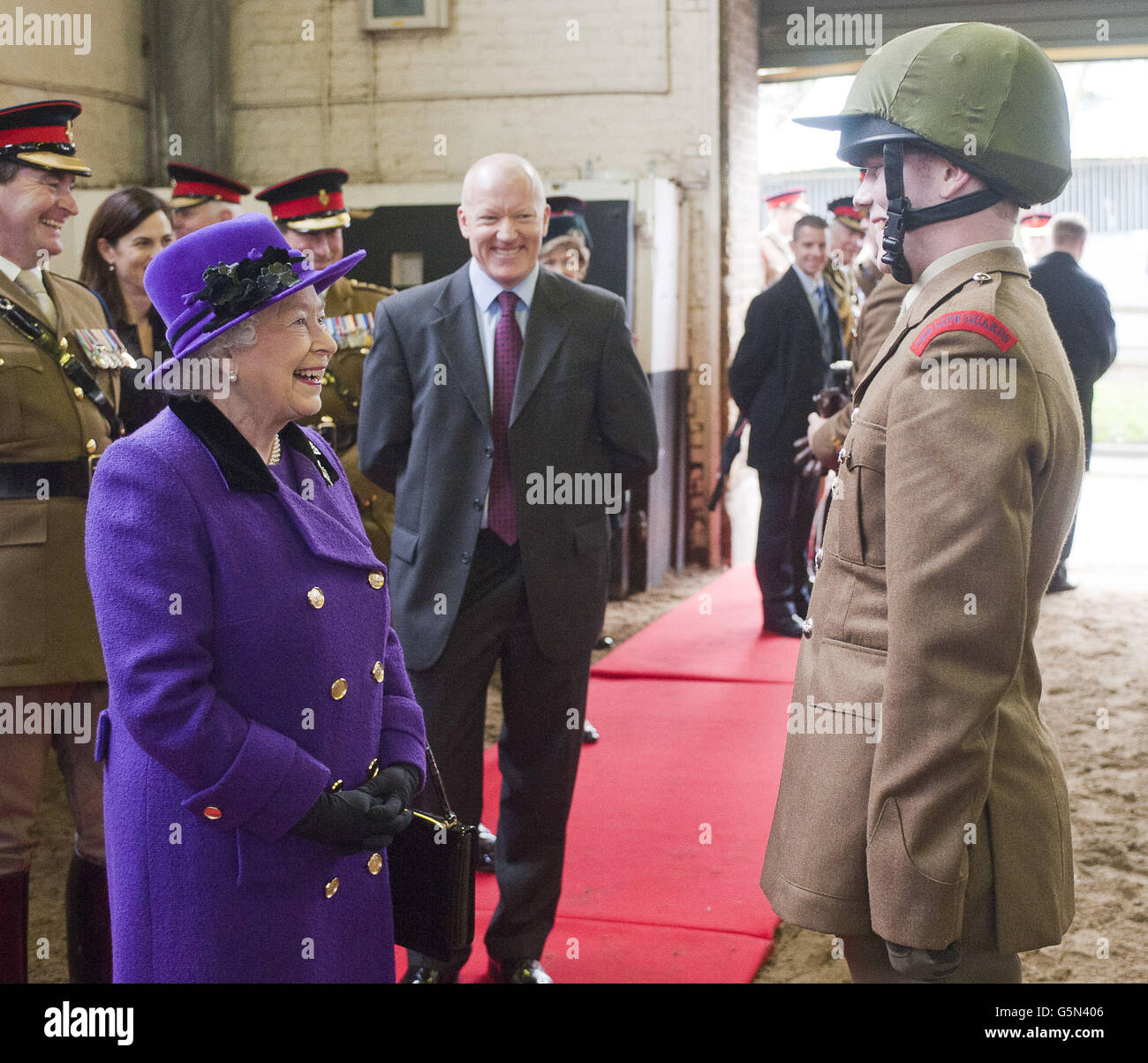 Queen Elizabeth II meets trooper Thomas Ephgraves, the son of one of ...
