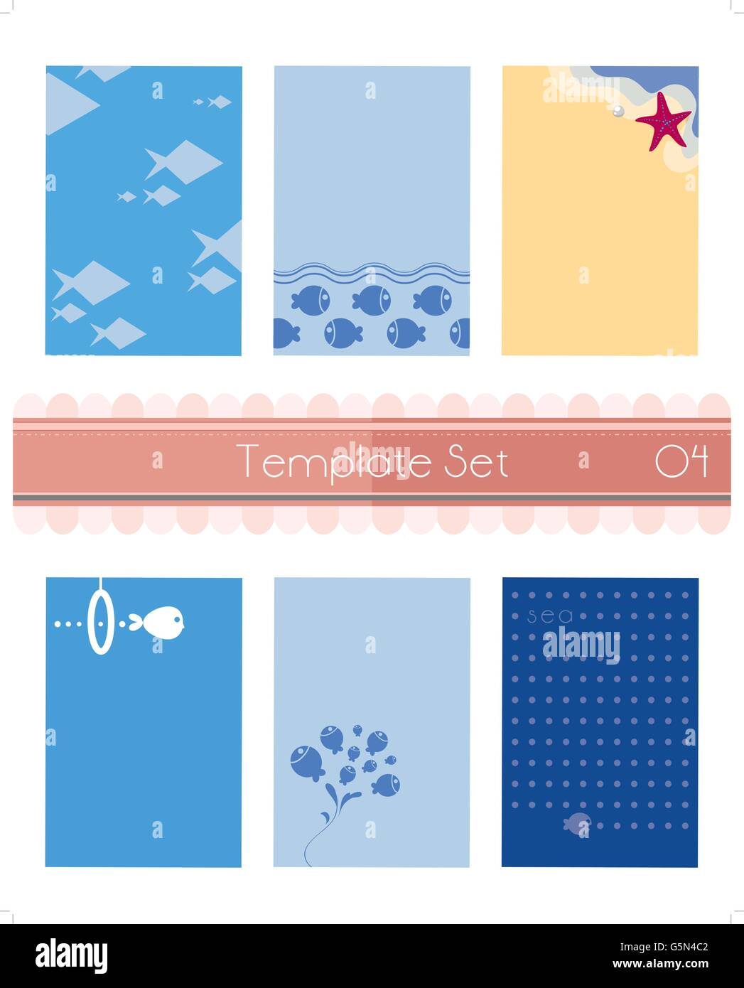 Template - for Name Sticker, Banner, Name Card, etc - Sea Stock Vector ...
