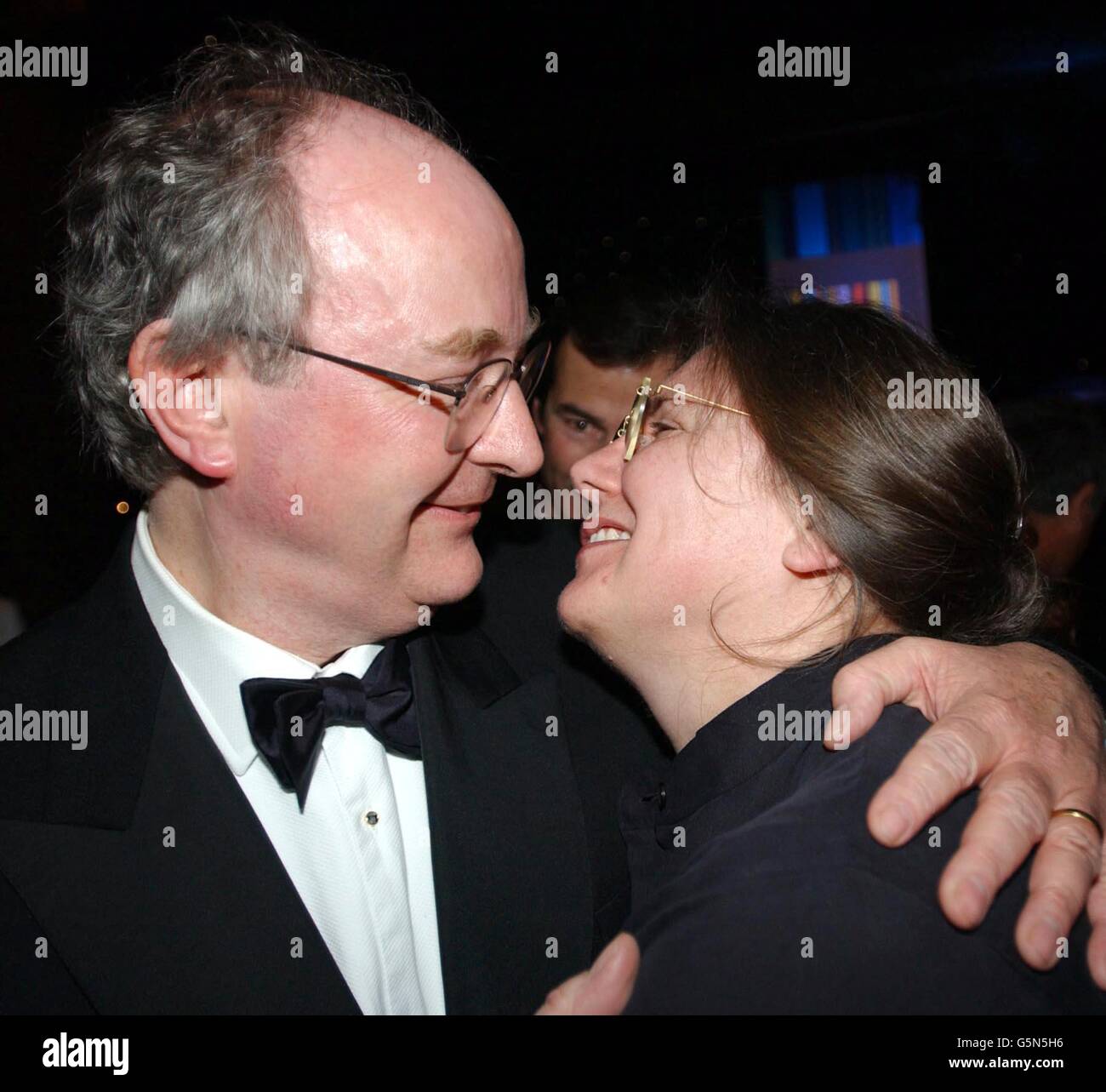 Author philip pullman is congratulated by his wife jude hi-res stock ...