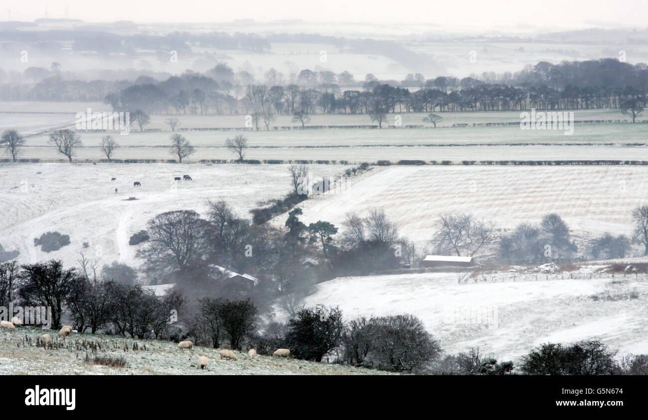 County durham today after overnight snow hi-res stock photography and ...
