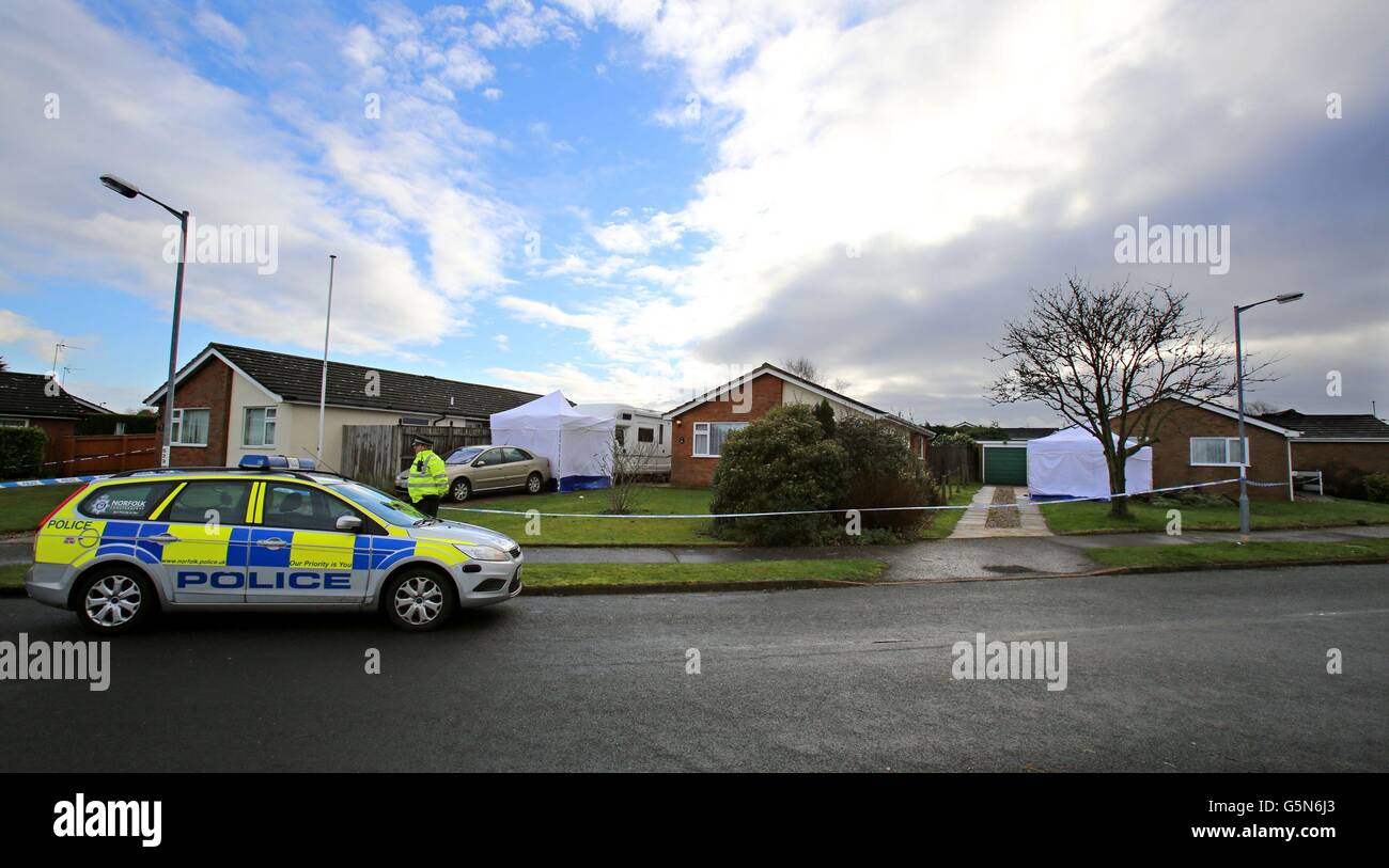 Police at the scene in Compit Hills, Roughton, near Cromer, Norfolk ...