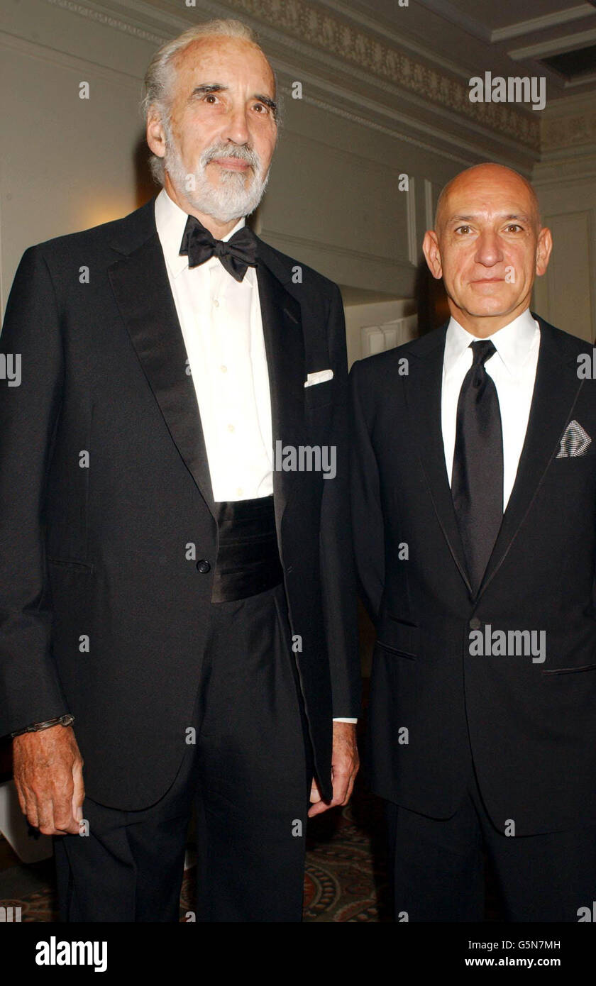 Actors Christopher Lee (L) and Ben Kingsley during the Evening Standard ...