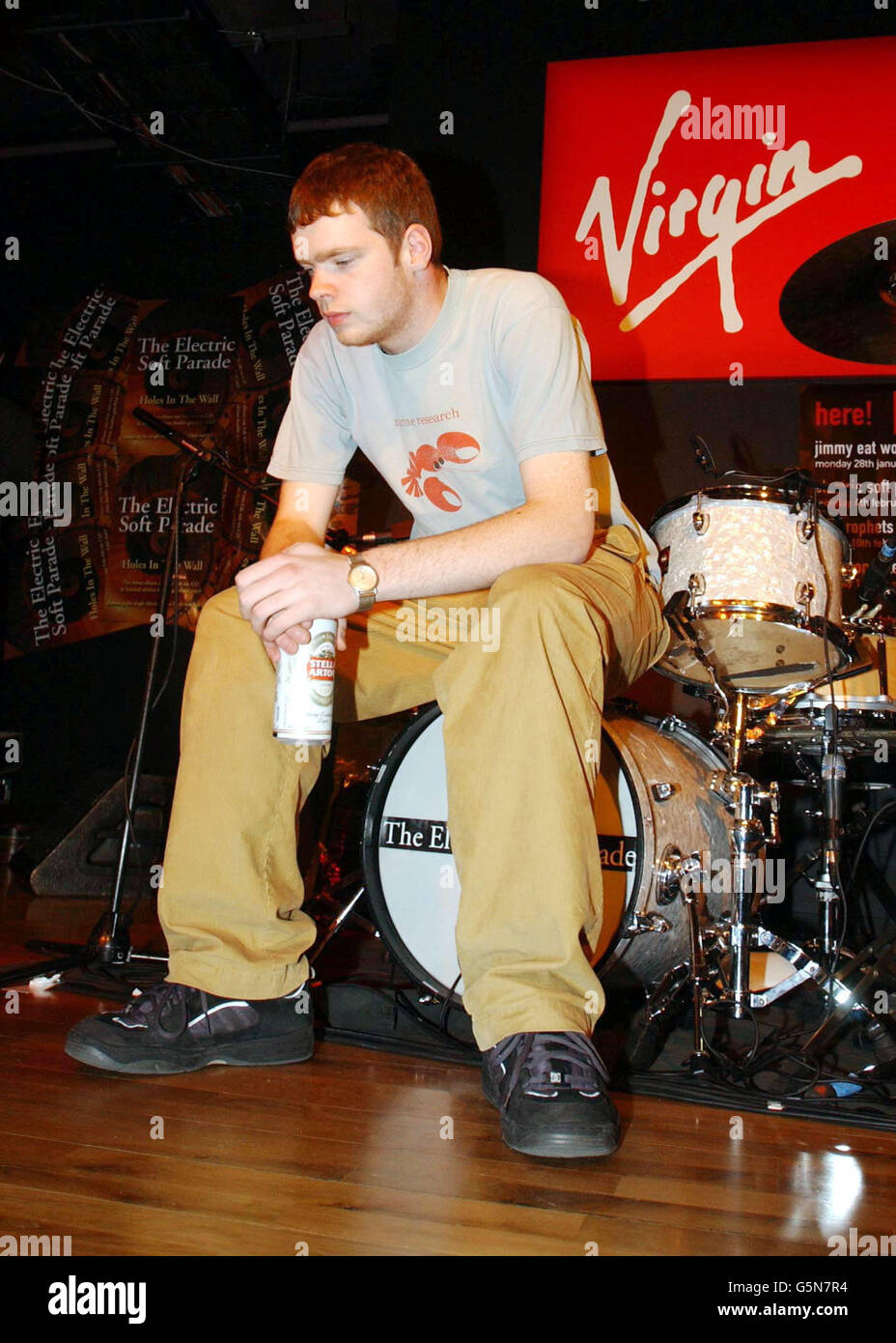 The Electric Soft Parade singer Alex, takes a break from perfoming at ...