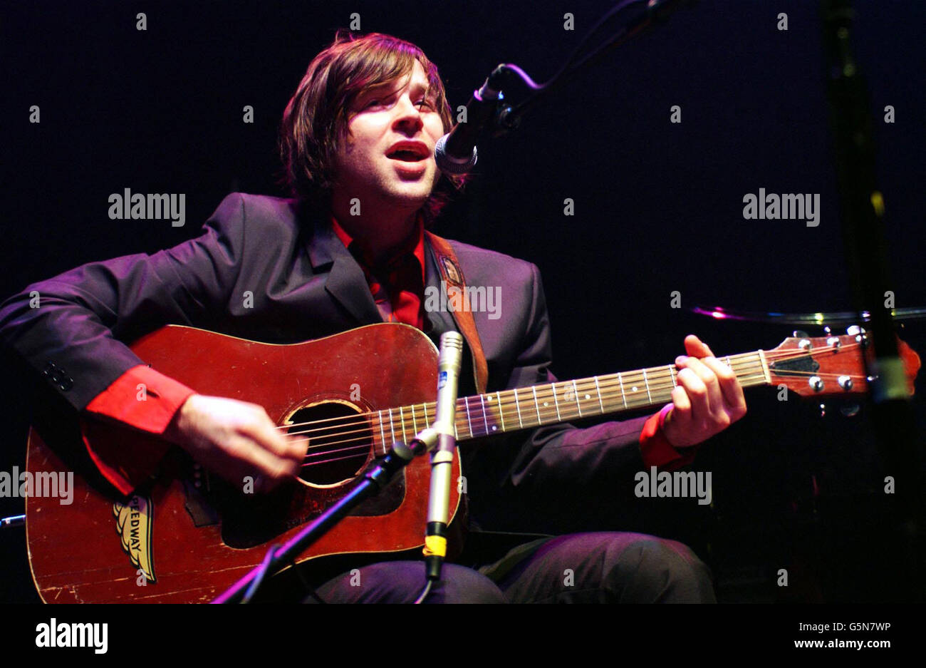 Singer songwriter ryan adams performing on stage at the astoria hi-res ...