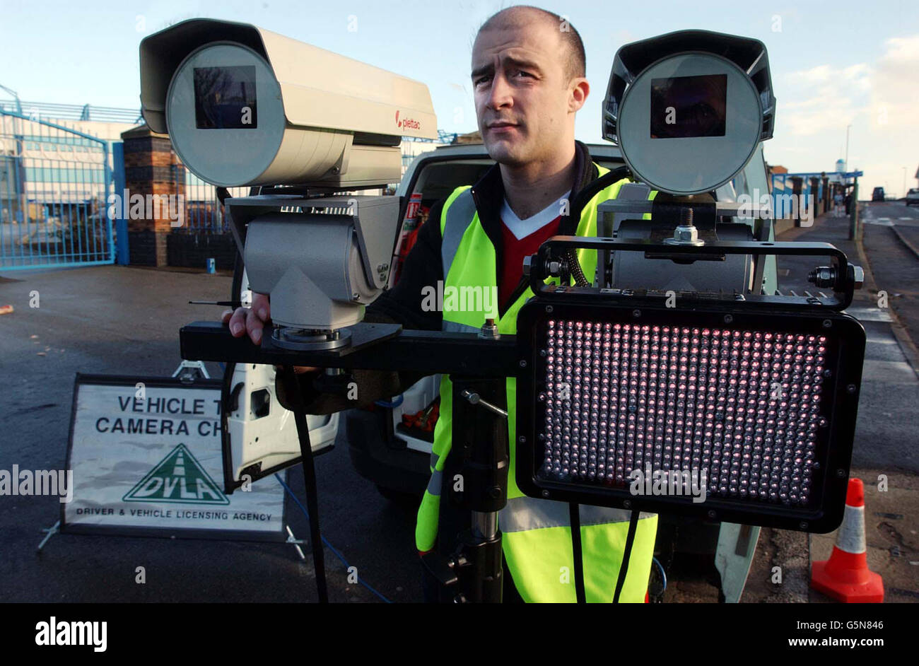 DVLA camera operator Andy Minshall lines up the 'Stingray' camera ...