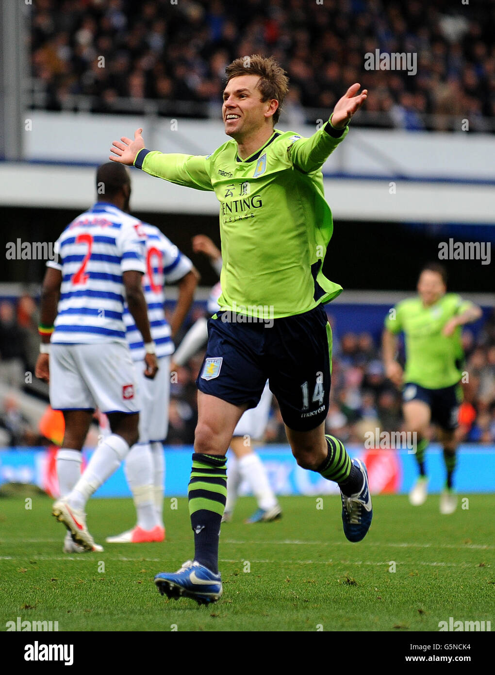 Aston Villa's Brett Holman celebrates after scoring the opening goal of ...