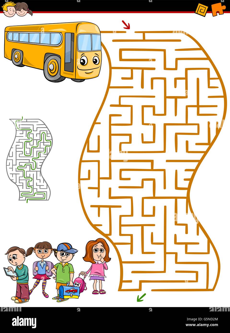 Cartoon Illustration of Education Maze or Labyrinth Activity Task for ...