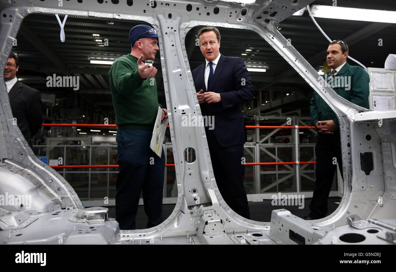 The Prime Minister David Cameron talks with JLR employee Christopher ...