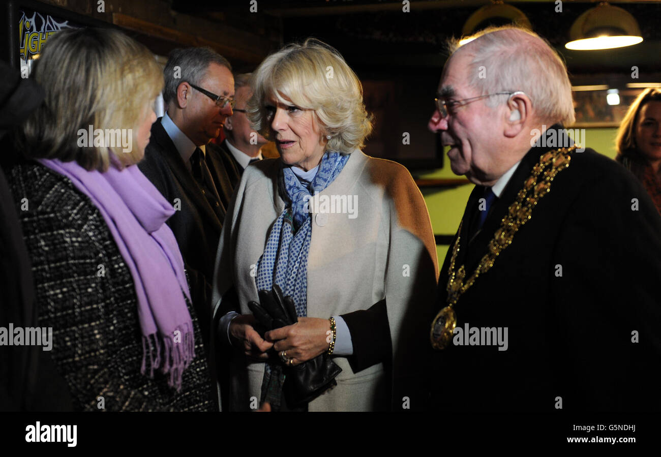 The Duchess of Cornwall meets volunteers with Mayor Ray Sanderson in ...