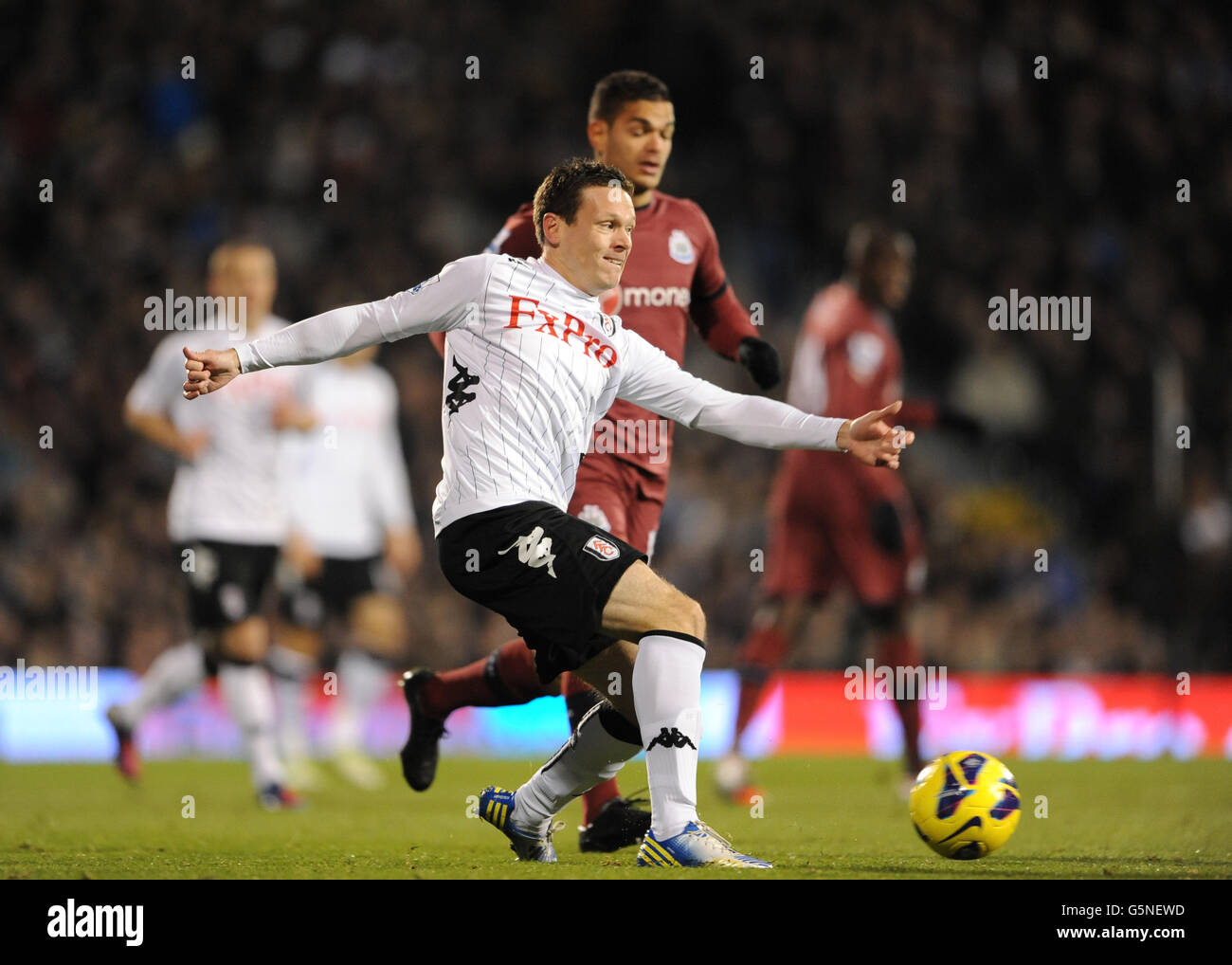 Fulham's Sascha Riether (left) and Newcastle United's Hatem Ben Arfa ...