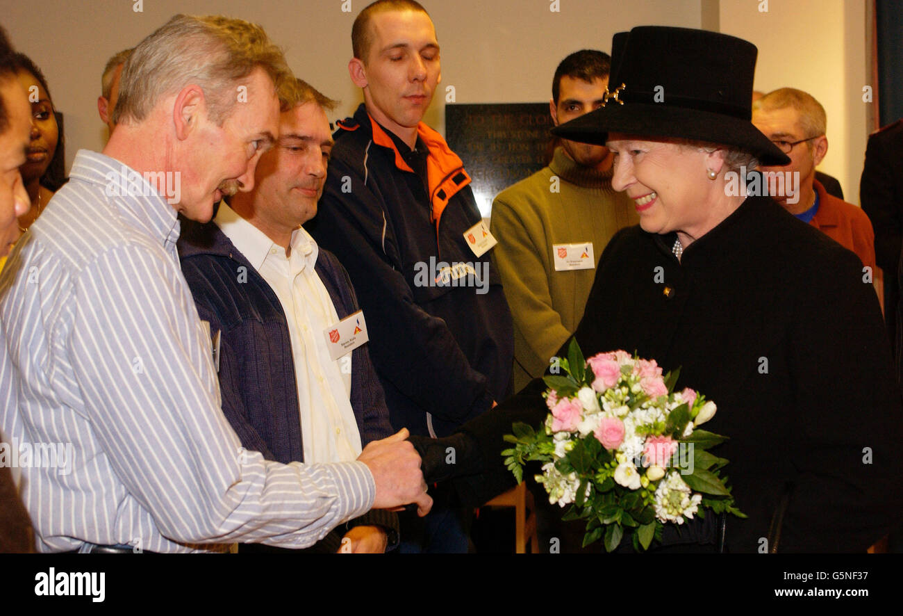 The Queen meets Trevor Farrell and other residents of Booth House, a ...