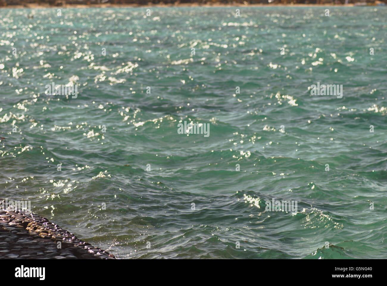 Photo closeup of beautiful clear turquoise sea ocean water surface with ...