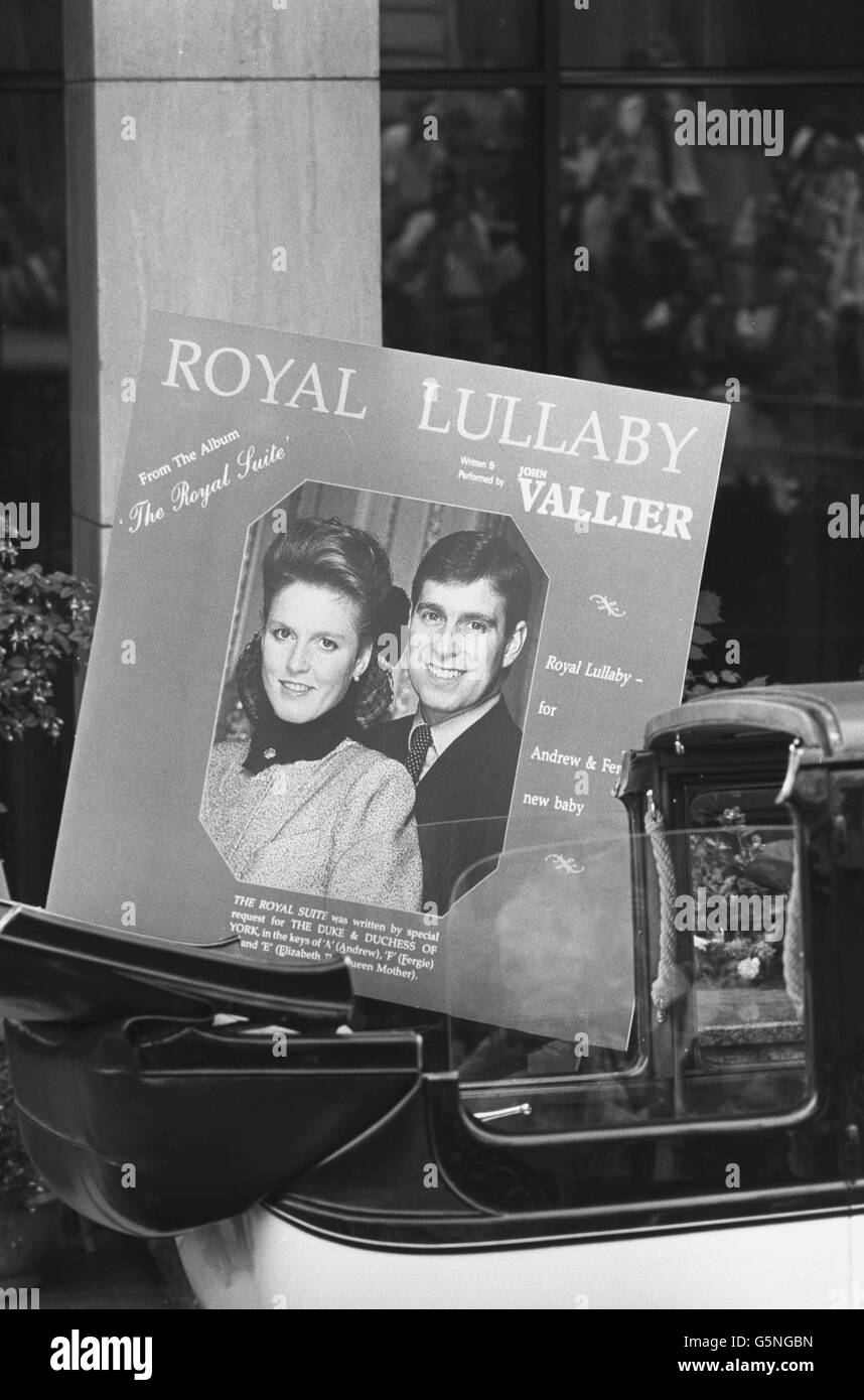 A giant record sleeve depicting the Royal Lullaby is delivered by a ...