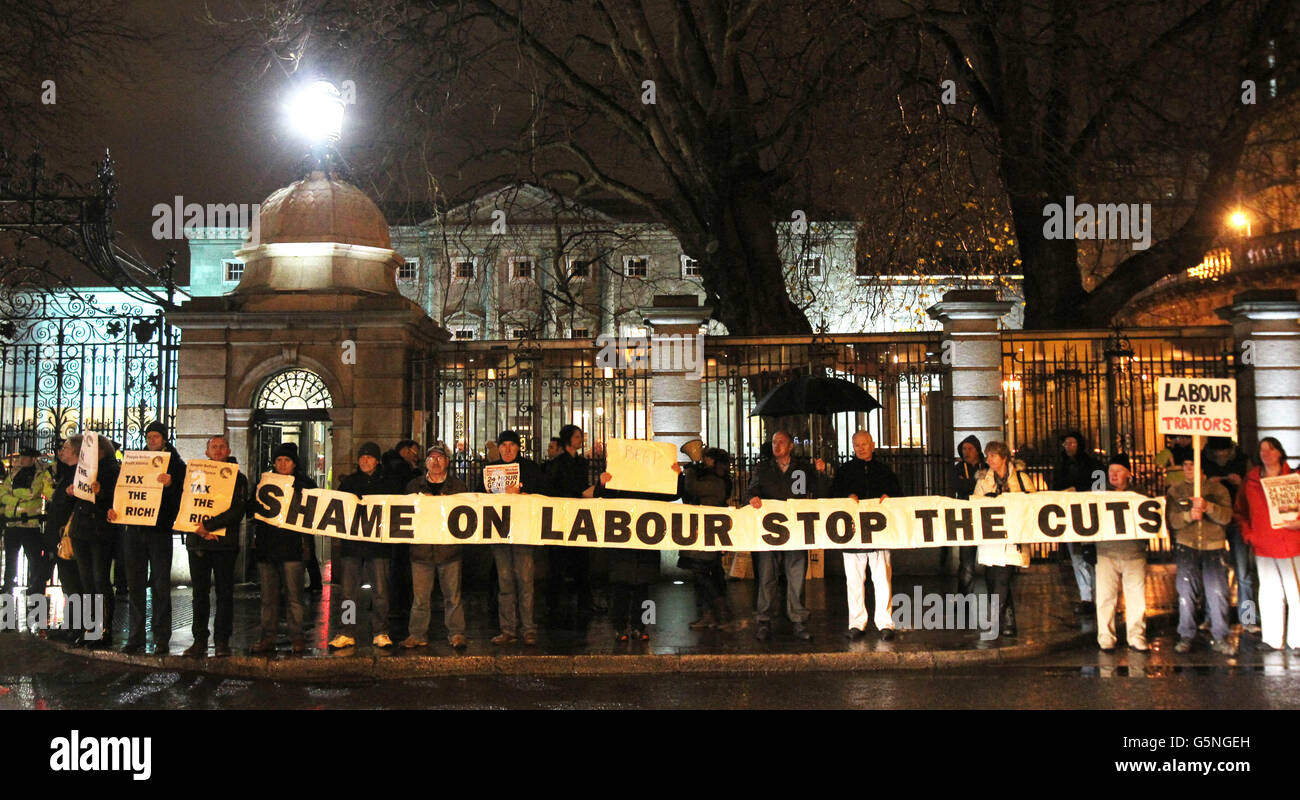 People Before Profit members take part in a demonstration against ...
