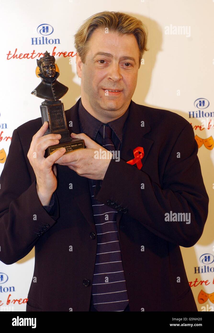 Roger Allam with his award for best actor during the Laurence Olivier ...