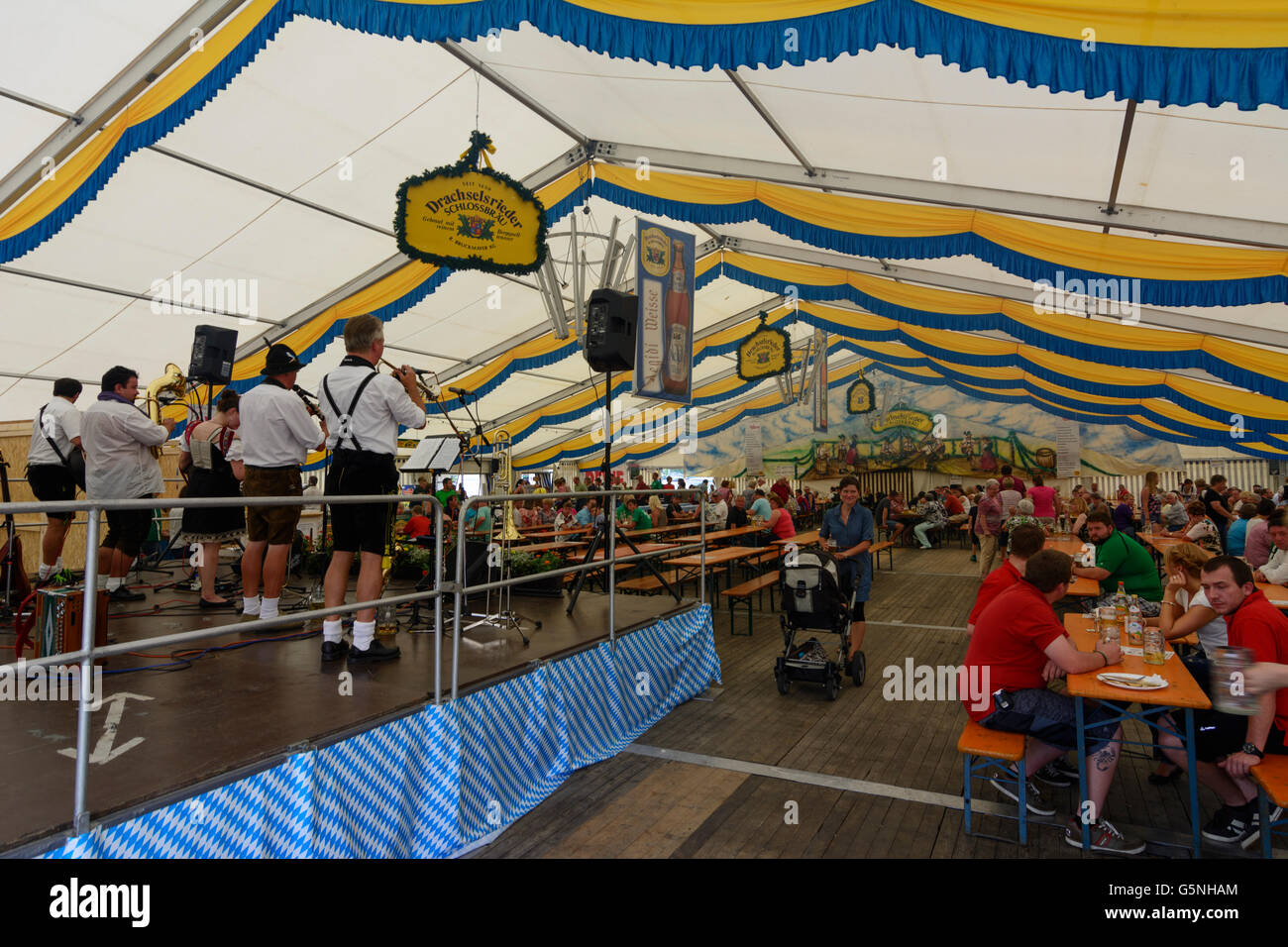 Fairground in beer tent with brass band hi-res stock photography and ...