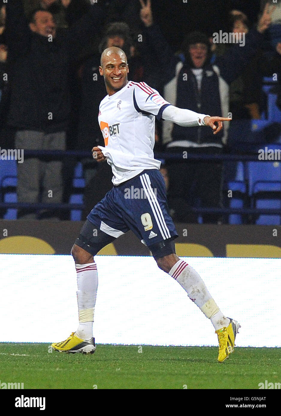 Bolton Wanderers David N'Gog celebrates scoring his teams second goal ...