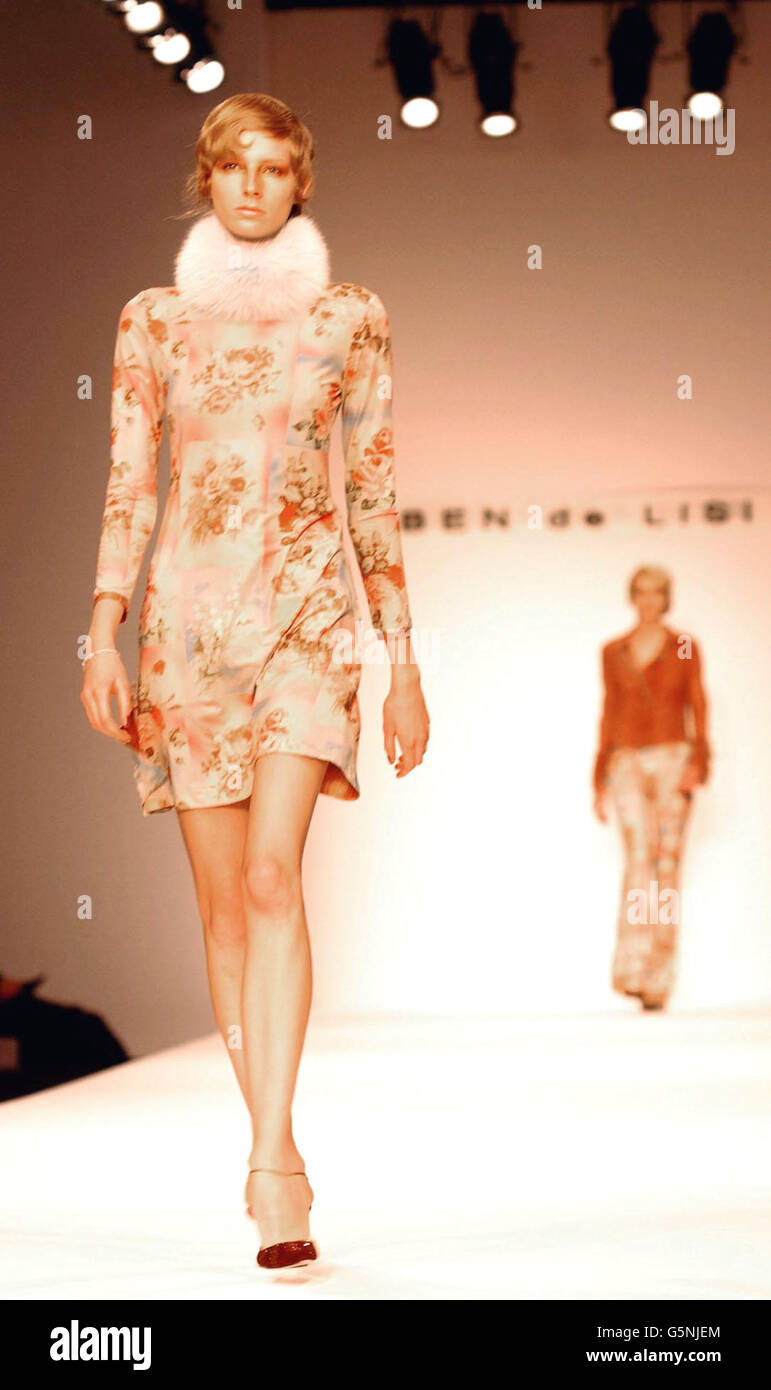 A model on the catwalk wearing a creation by designer Ben de Lisi, as ...