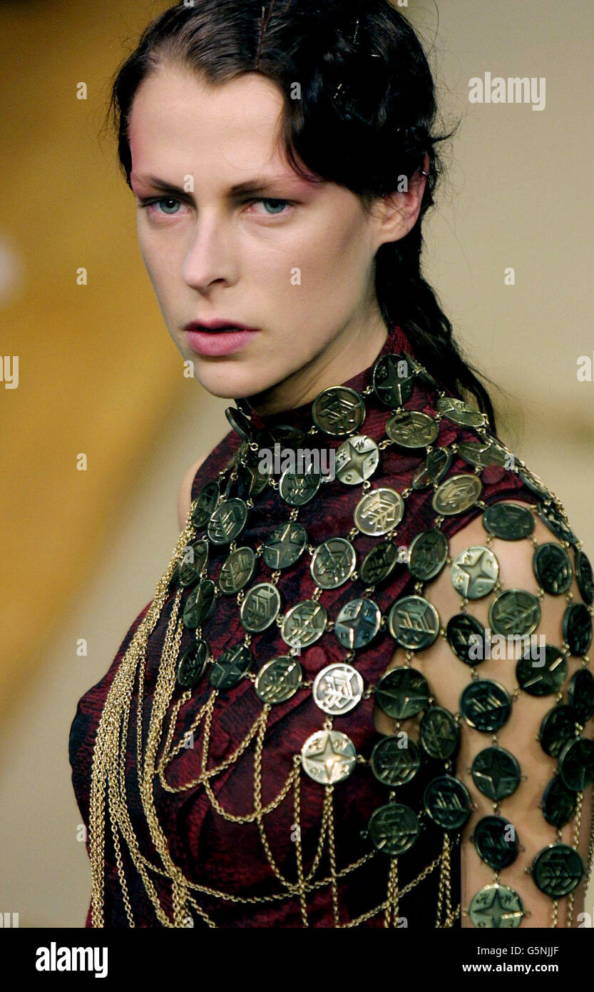 London Fashion Week Tristan Webber. A model wears designs from Tristan ...