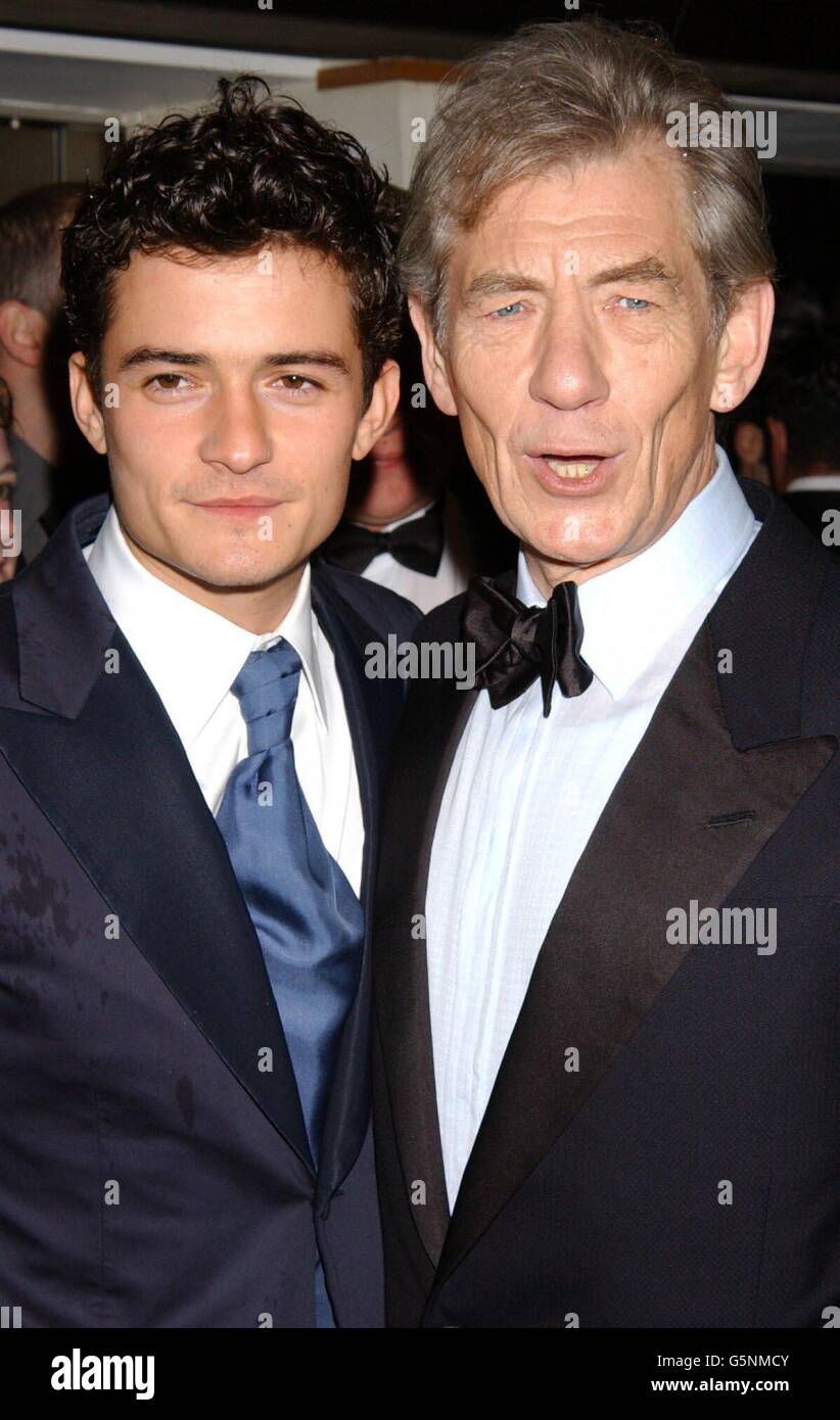 Actors Orlando Bloom (left) and Sir Ian McKellen arrive for the Orange ...