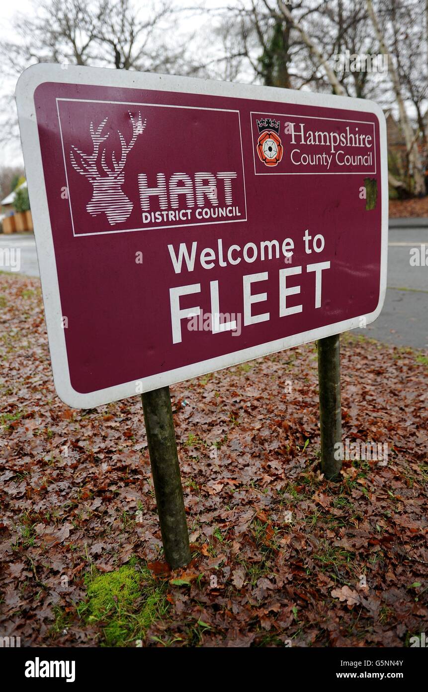 General view of a sign for Fleet which lies in the Hart District in ...