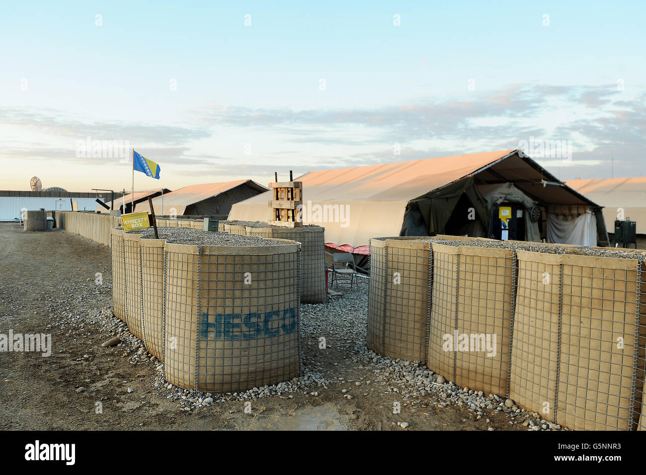 General view of Hesco Bastion bags in FOB Price, Helmand Province ...