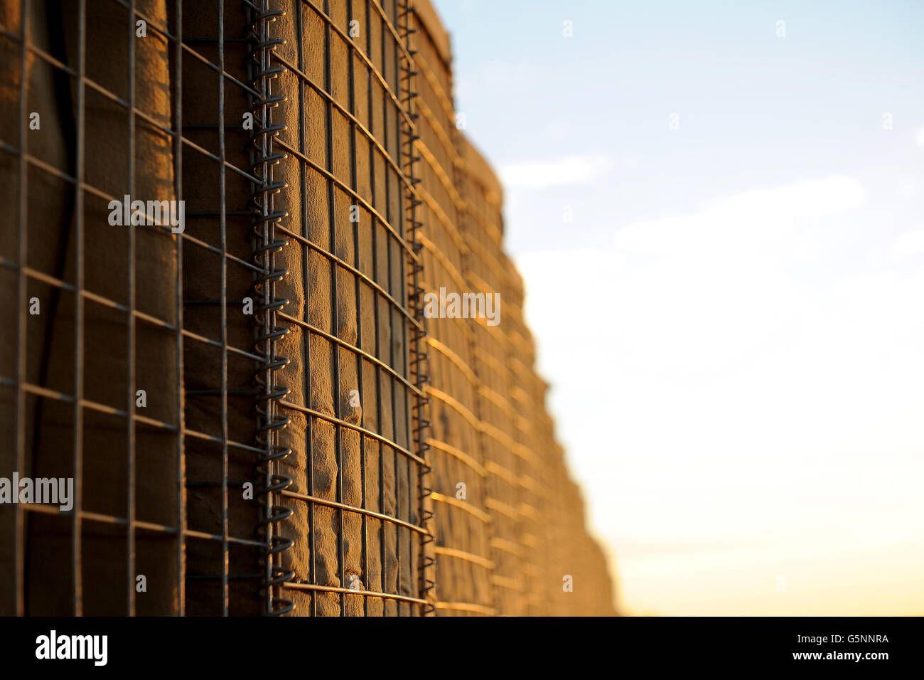 General view of Hesco Bastion bags in FOB Price, Helmand Province ...