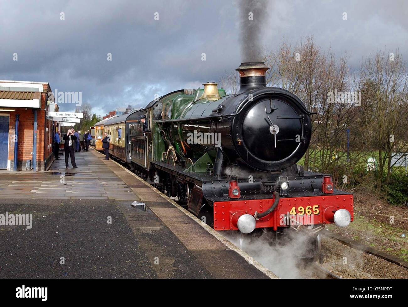 Railtrack engineers board the steam train ex-GWR 'Rood Ashton Hall' at ...