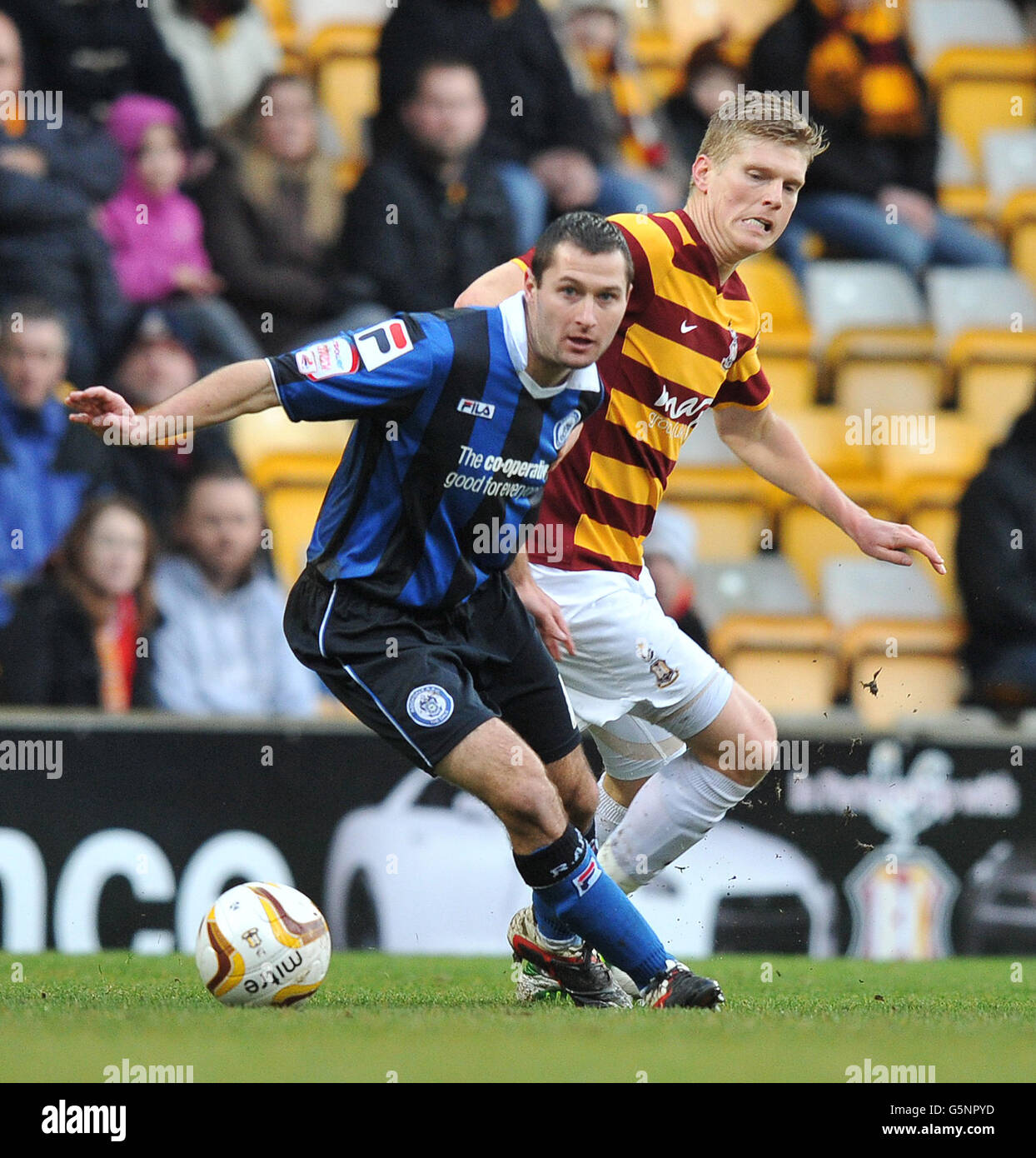 Rochdale's Phil Edwards and Bradford City's Alan Connell during the ...