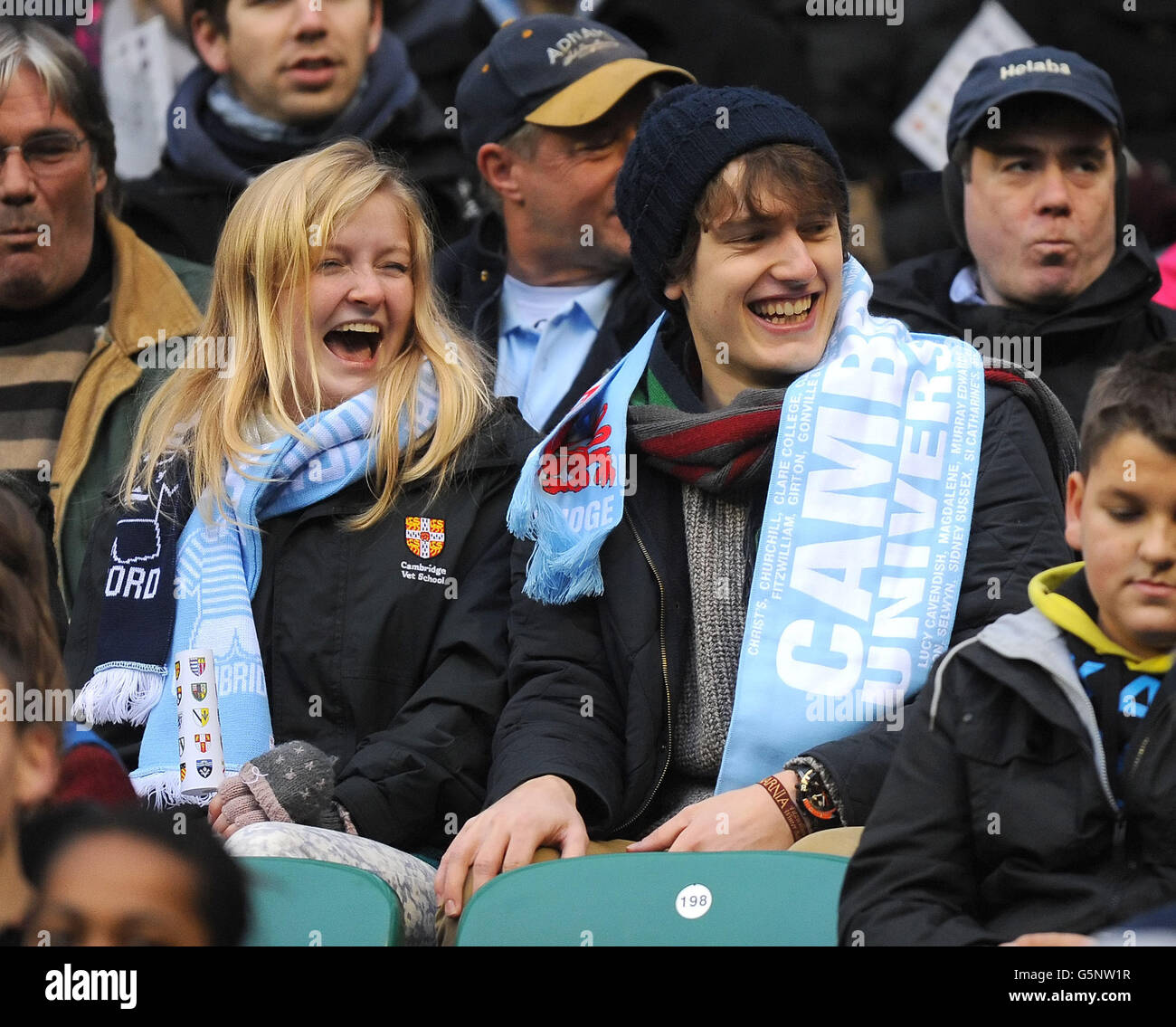 Cambridge fans in stands oxford cambridge varsity match twickenham ...