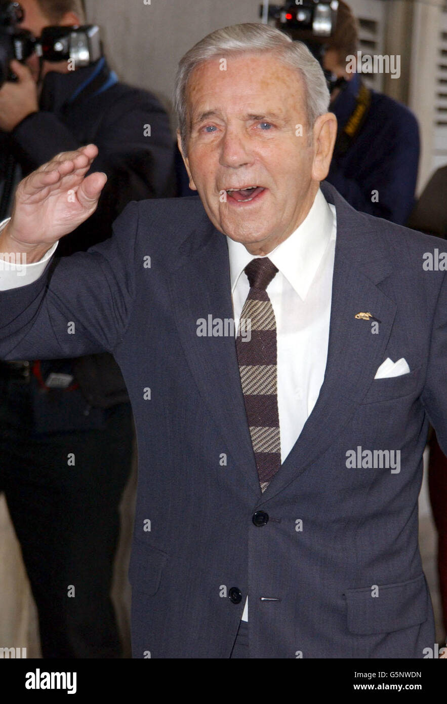 Comic actor Sir Norman Wisdom arrives at the Savoy hotel in central ...