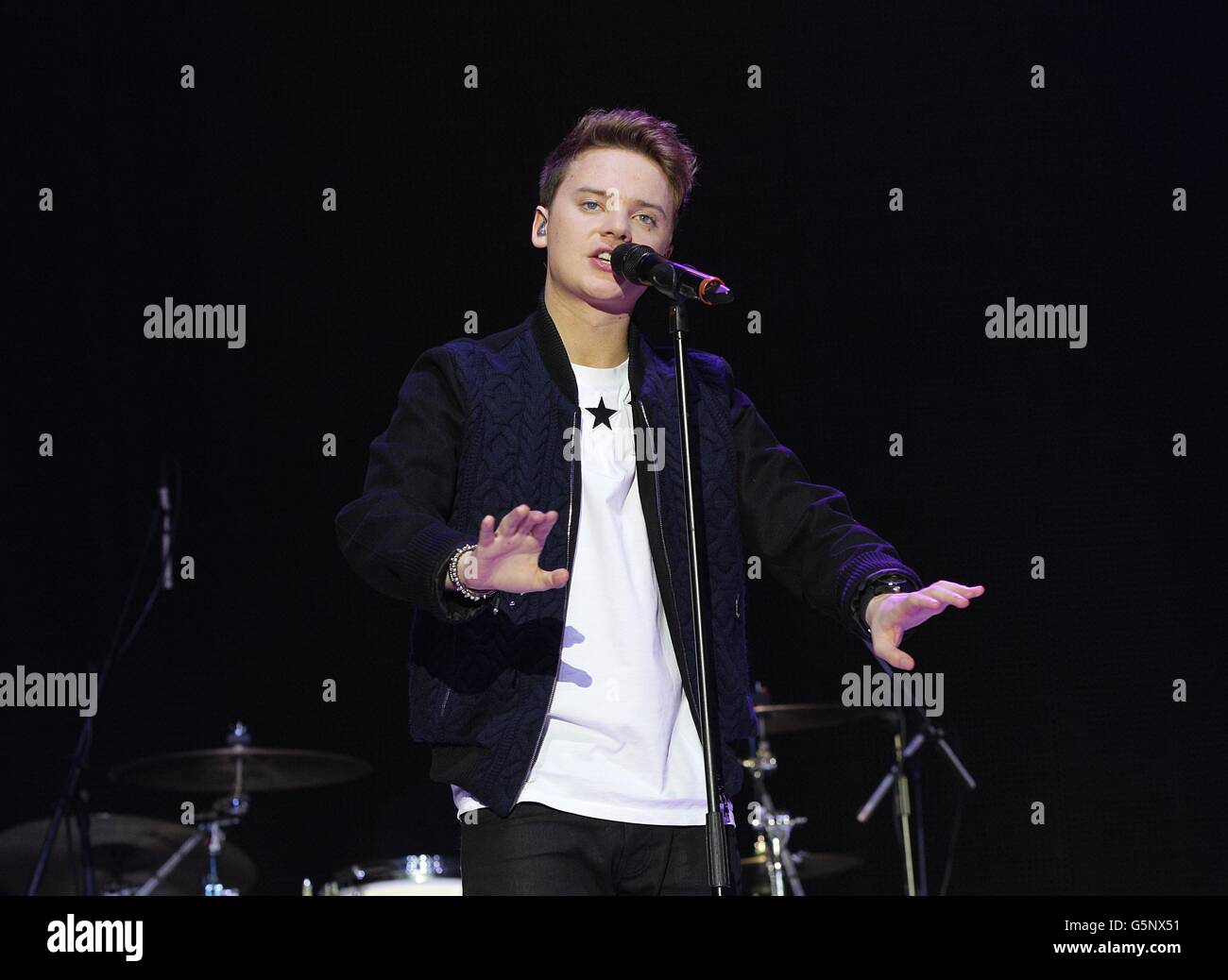 Conor Maynard on stage during the 2012 Capital FM Jingle Bell Ball at ...