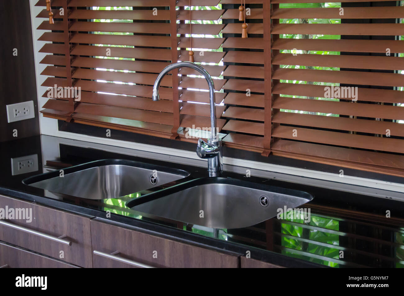 kitchen counter with sink Stock Photo - Alamy